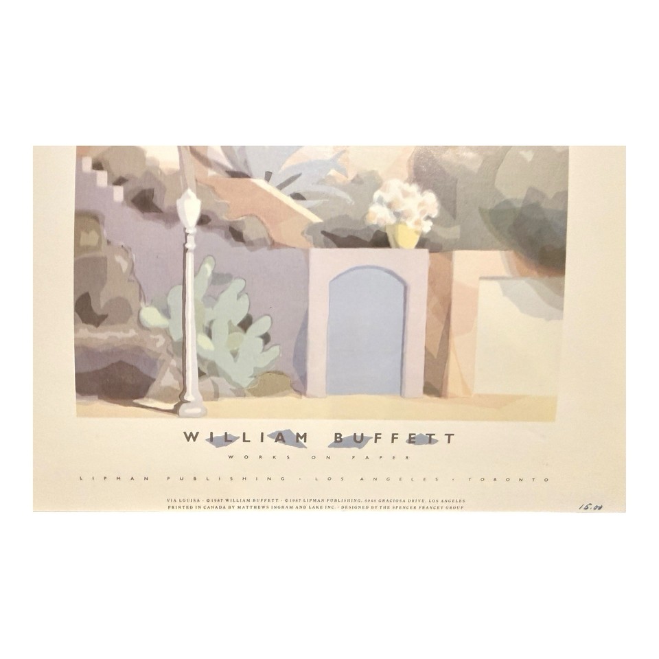 William Buffett “Via Louisa” 1987 Works On Paper 9x13 - Pastel CA Print ...