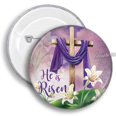 He is Risen BUTTONS Pin Buttons Pinback Badge Jesus Christ Lord Matthew ...