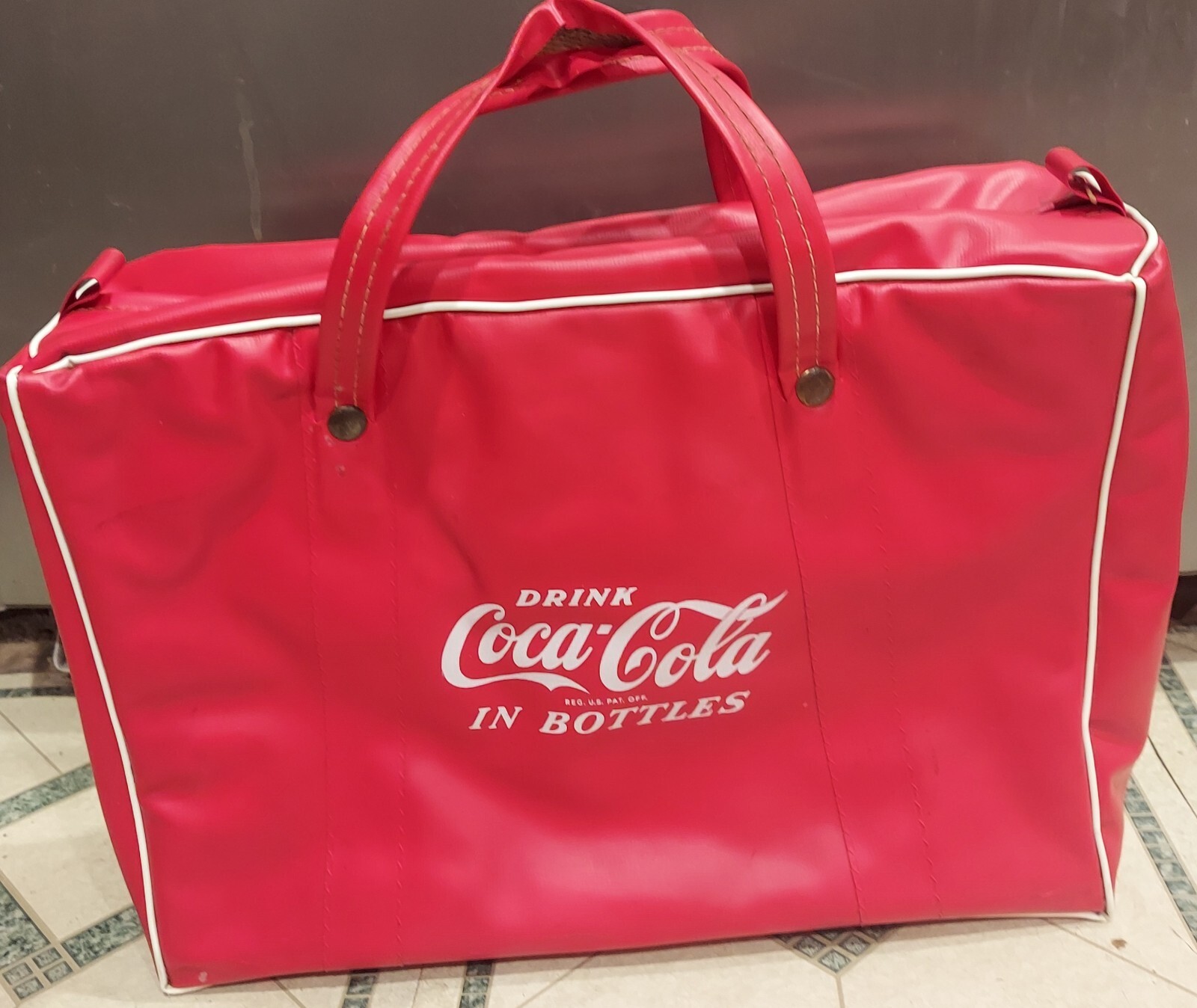 Vintage Retro DRINK COCA-COLA in BOTTLES Red Vinyl Coke Bag Carry ...