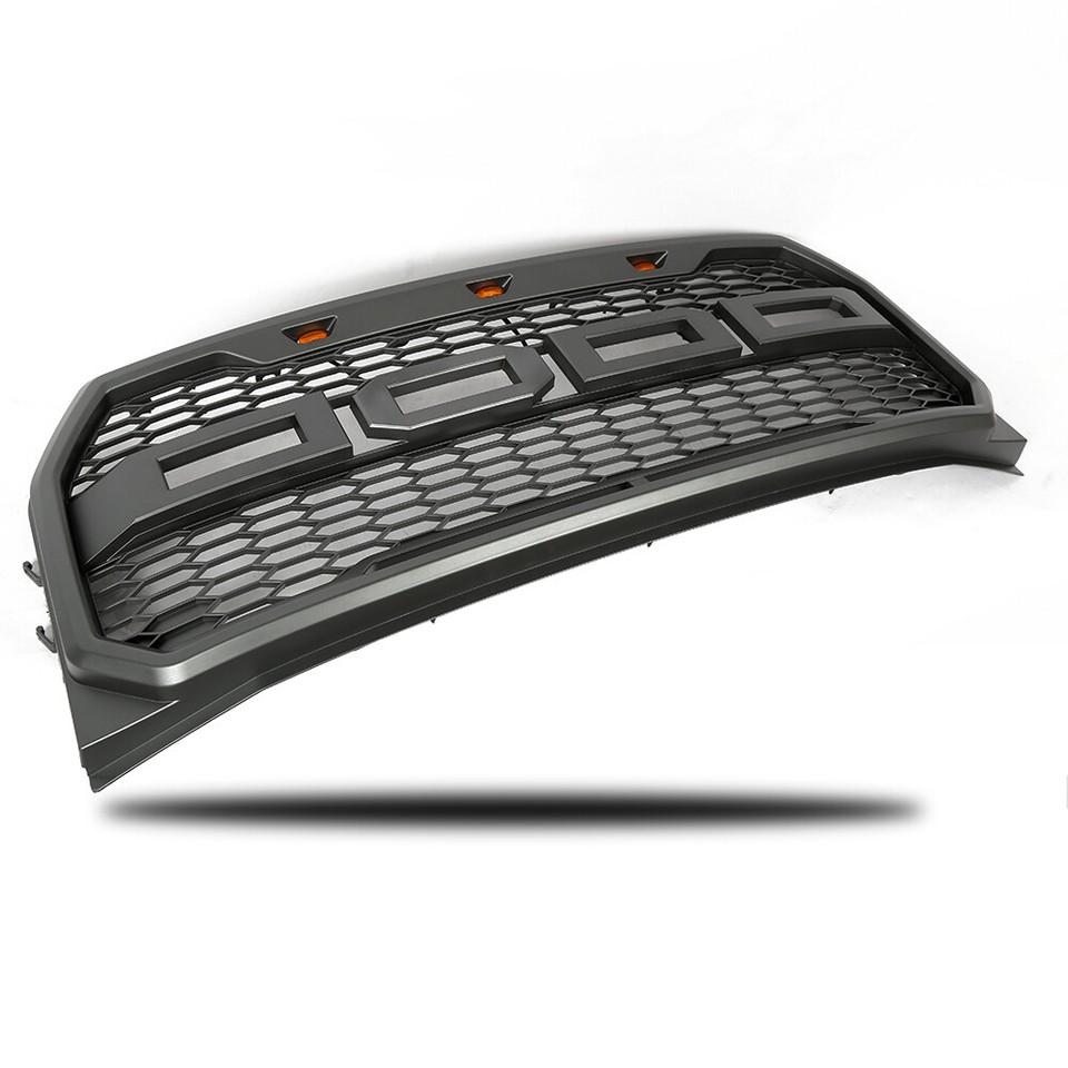 Front Grille Grey W/ LED Lights For Ford F150 2015-2017 Raptor Style ...