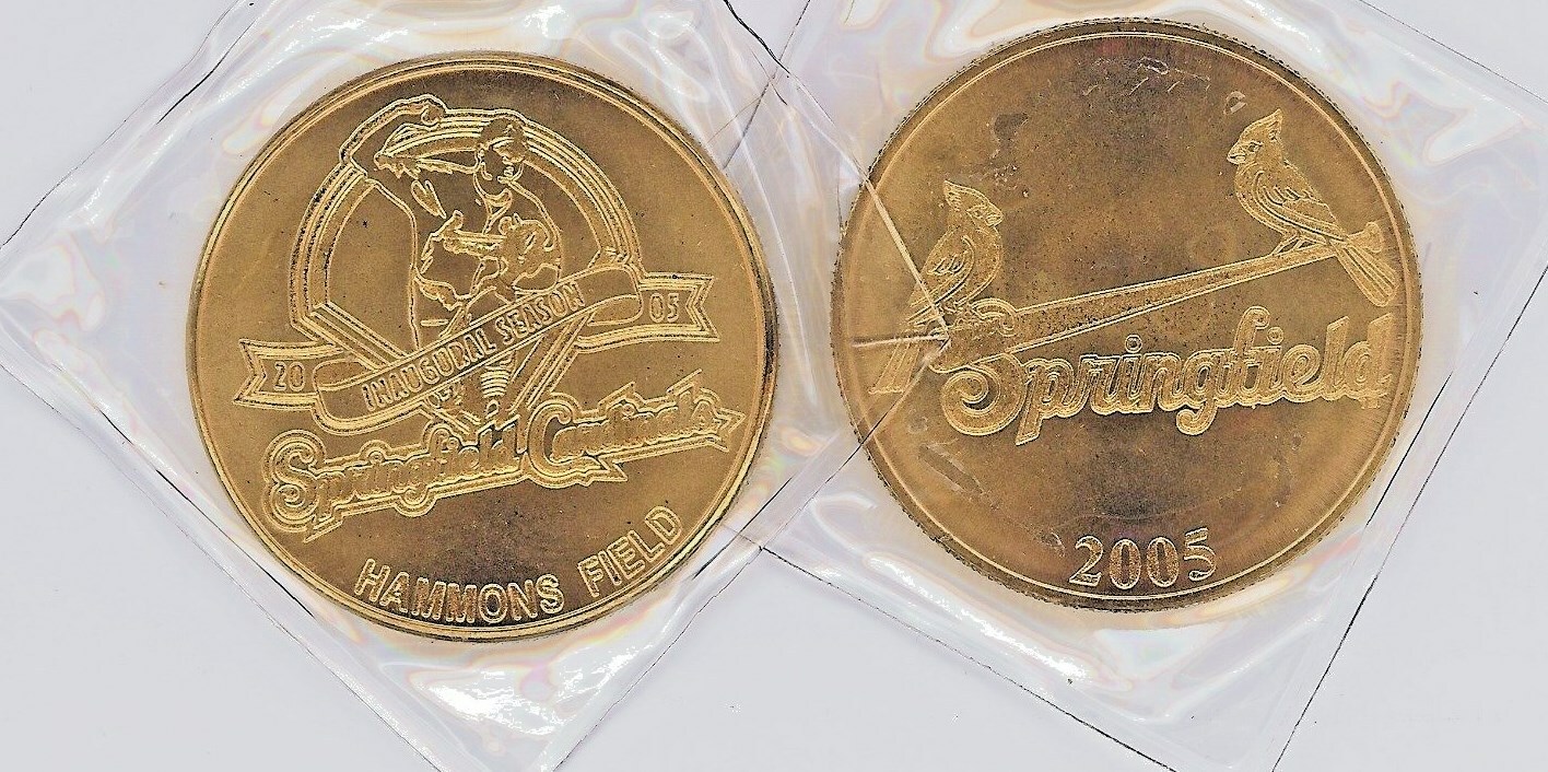 TWO 2005 SPRINGFIELD CARDINALS INAUGURAL SEASON GOLD COINS * VERY RARE ...