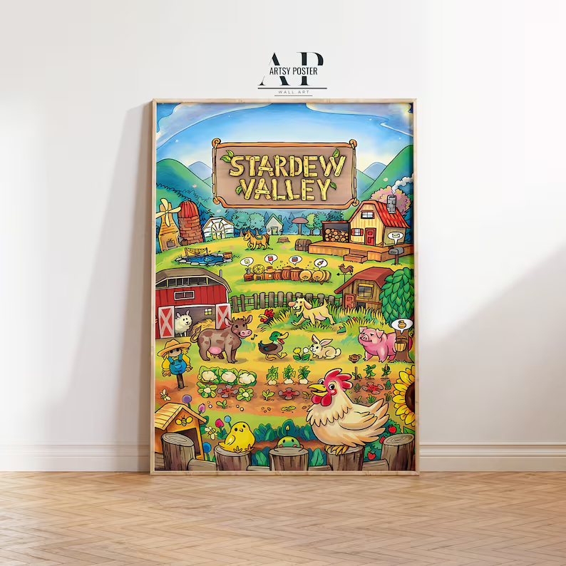 Stardew Valley Poster, Farming Game Art Print, High Quality Watercolor ...