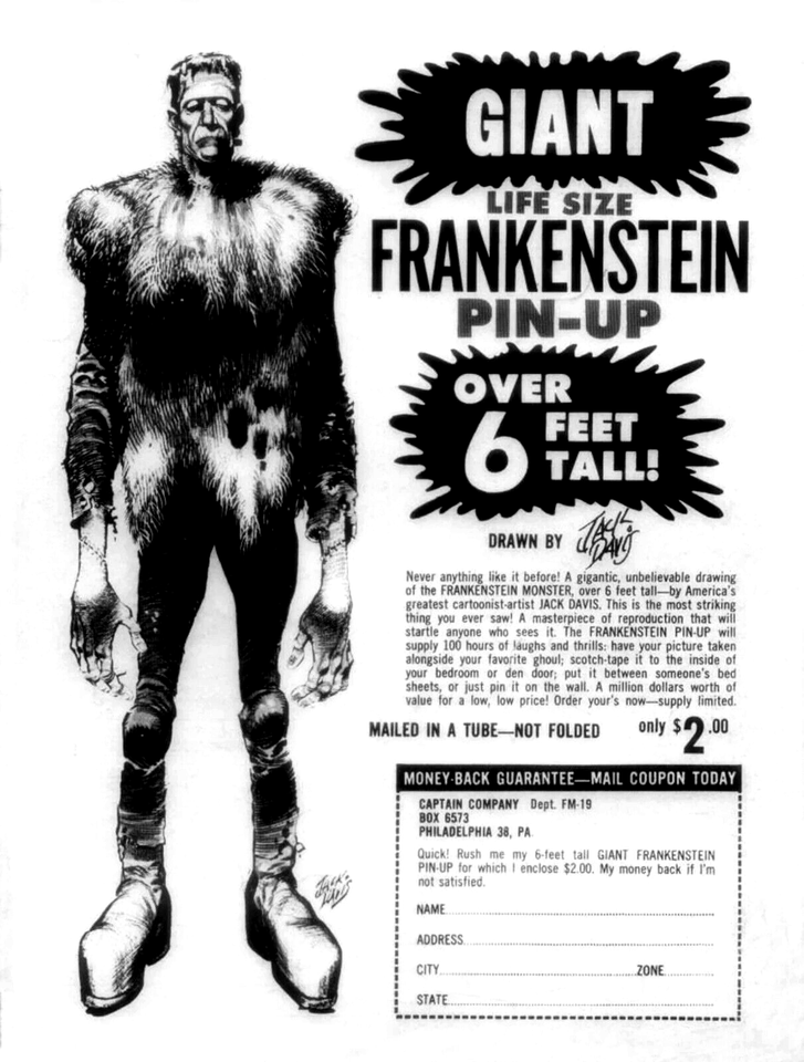 FRANKENSTEIN 6-Ft Poster 27.5"x72" Door Print 60s Jack Davis Comic Art ...