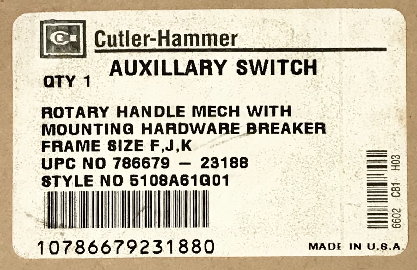 EATON CUTLER HAMMER F J K Frame Auxiliary Switch Rotary Handle Mech ...
