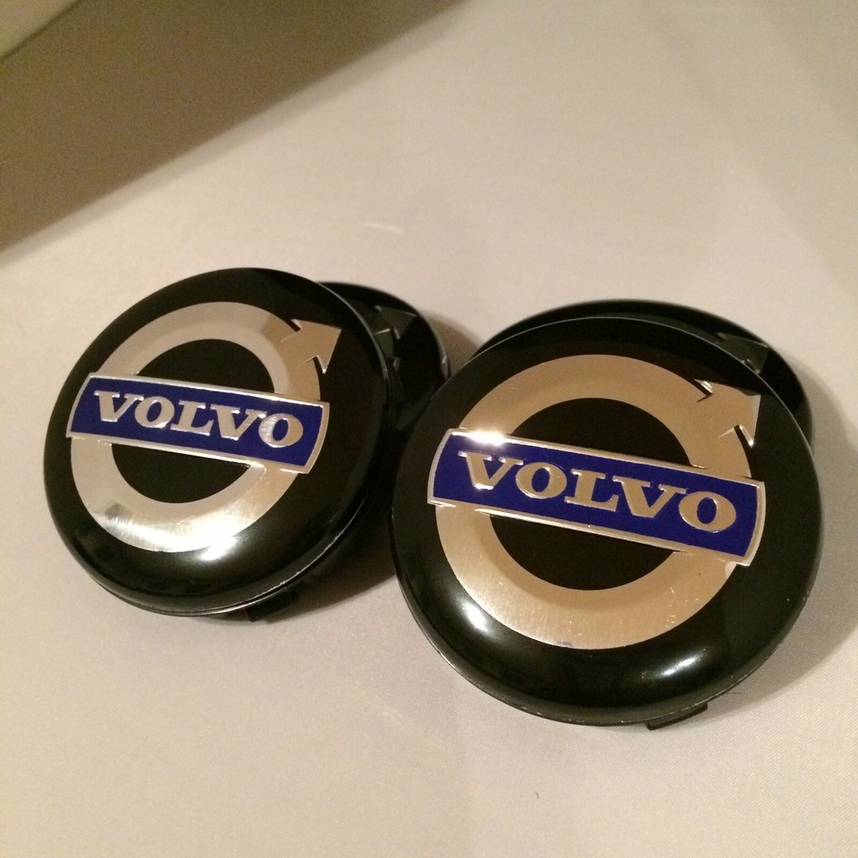 4 x Volvo 64mm Alloy Hub Wheel Centre Caps Set Emblem Top Quality Black ...