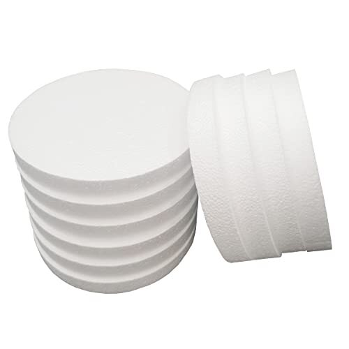 8 Inch 10-Pack Foam Circles for Crafts 1" Thick Polystyrene Round Foam ...