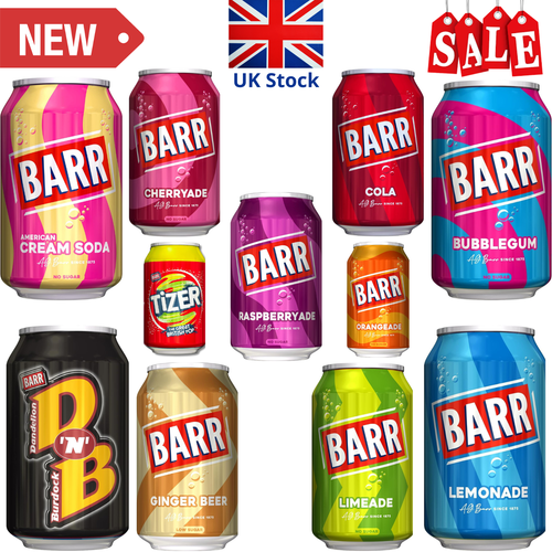BARR Fizzy Drink Cans 24 x 330ml – Pick Flavour & Sugar Type, Low and ...