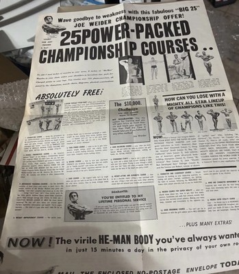 Joe Weider Courses Poster Ad From Bodybuilding Magazine | eBay