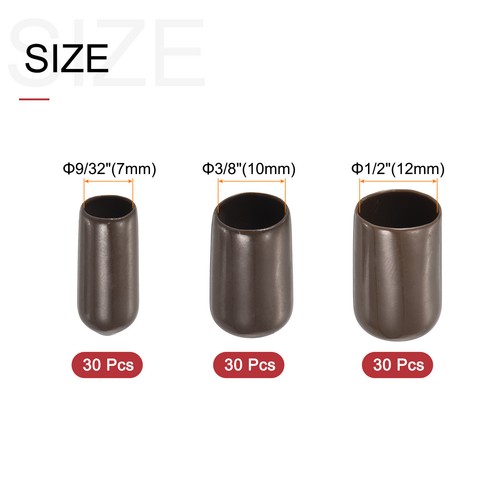 90pcs Rubber End Cap 7mm 10mm 12mm Brown Screw Thread Protector | eBay