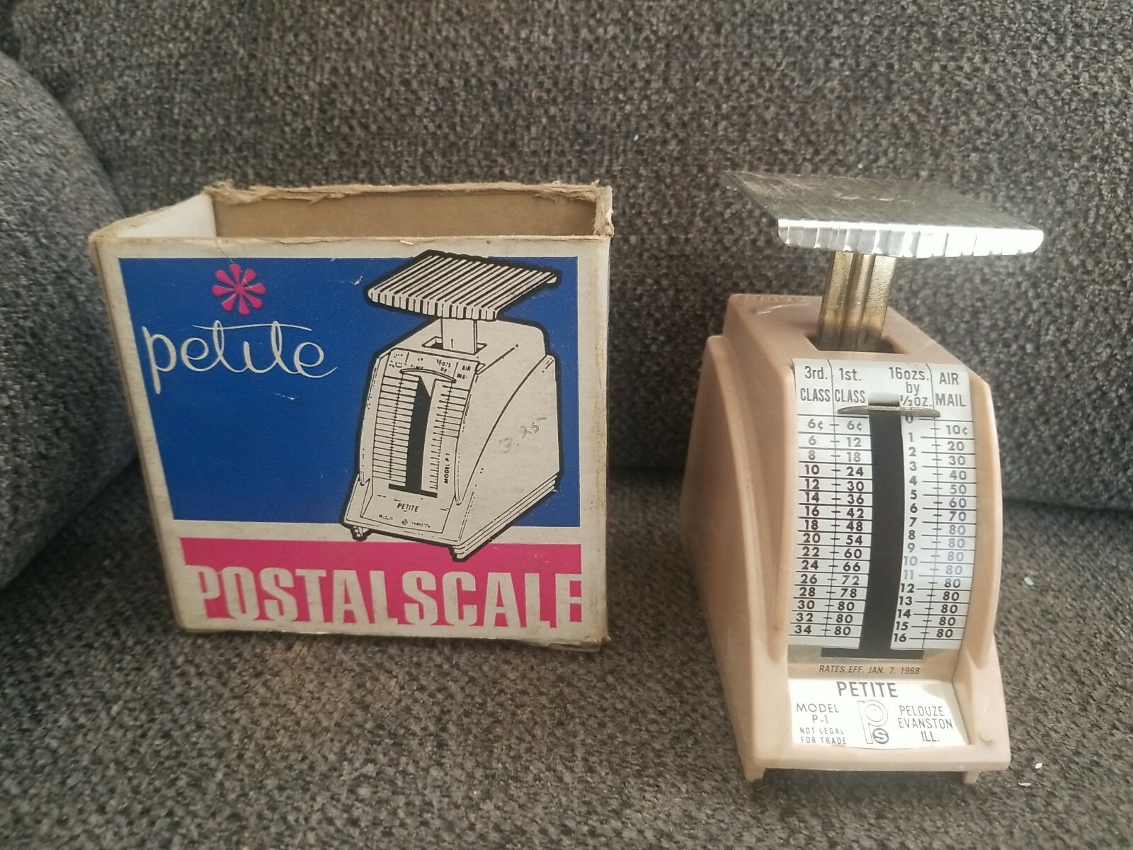 Vintage Postal Scale,Letter,Weight,Rates Effect January 7,1968, PETITE ...
