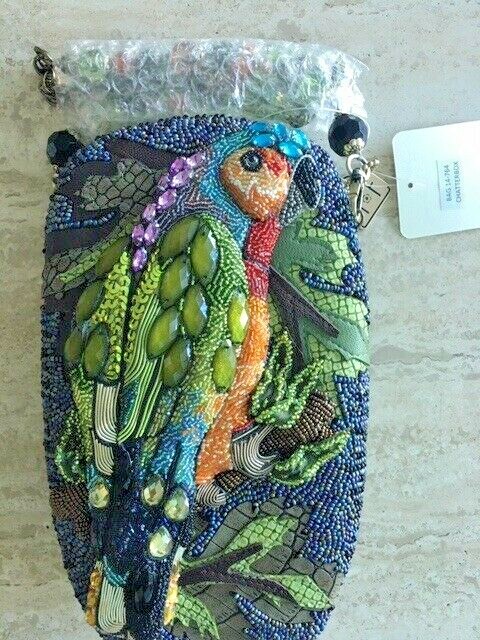 Mary Frances Chatterbox Bird Parrot Green Special Beaded Bag Handbag ...