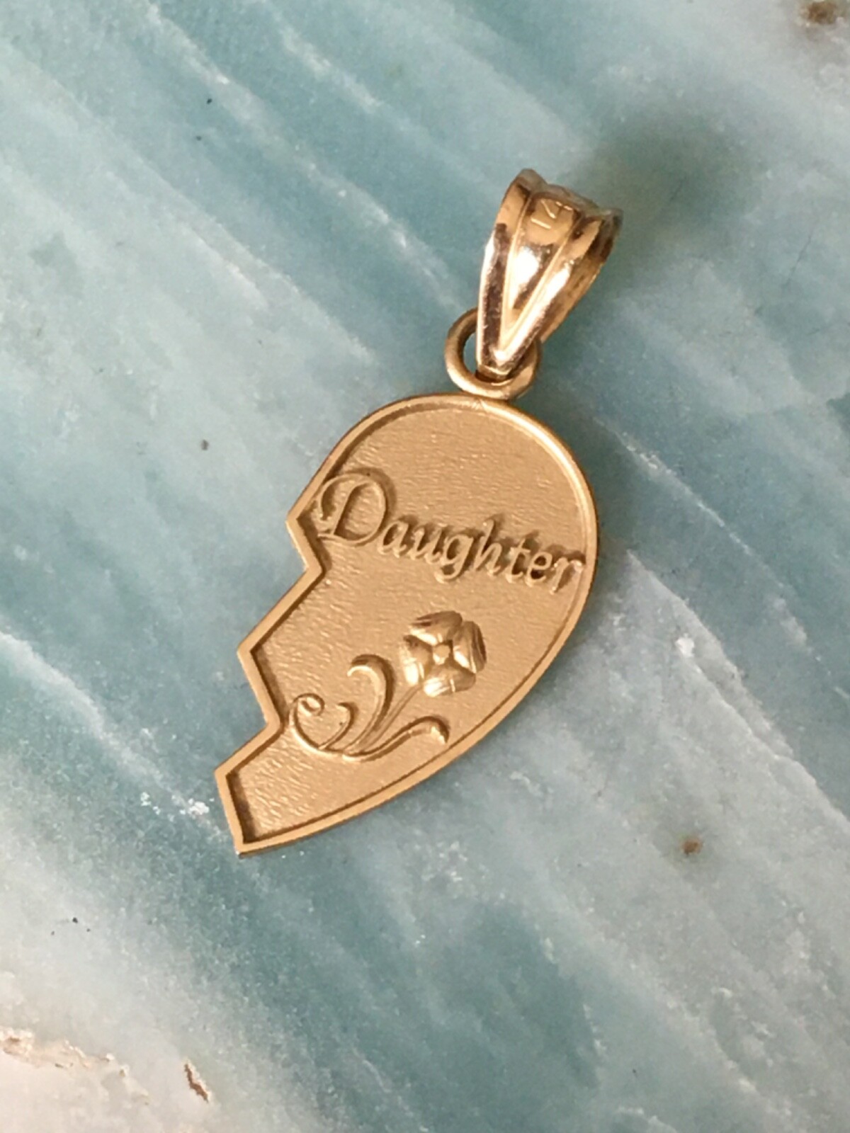 14K YELLOW GOLD DAUGHTER HEART FLOWER PENDANT Ma MICH… - Gem