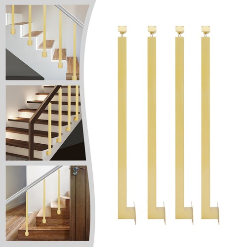 39.37in/100cm Square Stair Baluster Posts, 4pcs Decorative Railing For ...