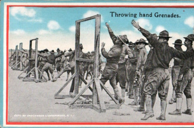 Postcard WWI Military Army Life Soldiers Throwing Hand Objects | eBay
