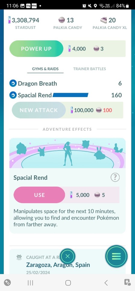 Pokemon Go/Palkia Origin Forme/Legacy Move Special Rend | eBay