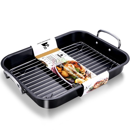 Small Roasting Pan with Flat Rack Nonstick Chicken Roaster Tray Mini ...