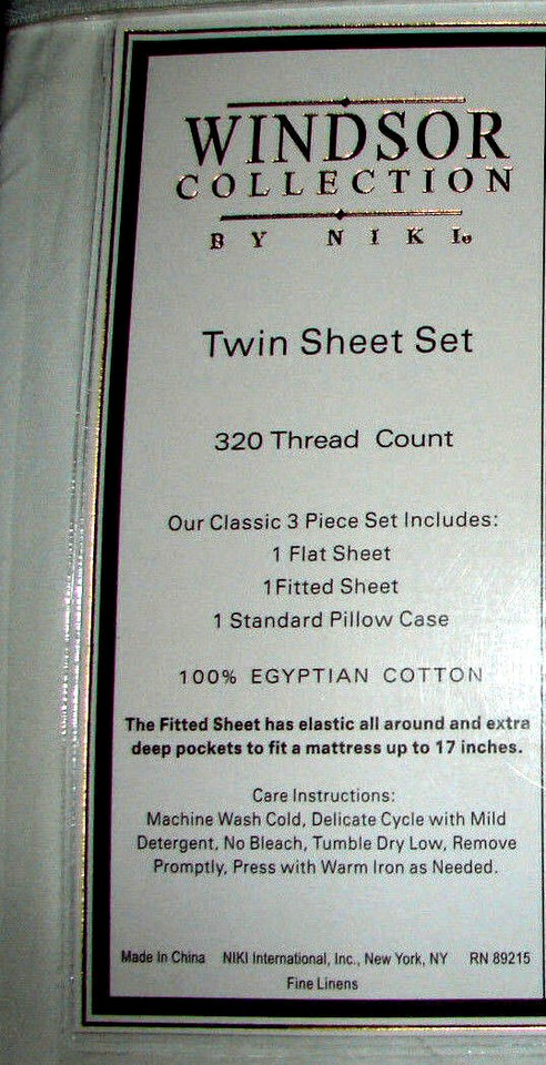 Windsor Collection EGYPTIAN COTTON Deep TWIN SHEET SET White Tone-on ...