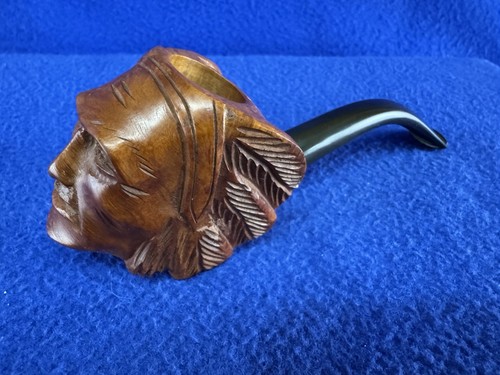 New , Hand Carved Wood Native American Chief’s Head Smoking Pipe ,Real ...