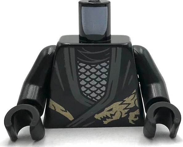 Lego New Minifigure Black Torso Ninjago Robe w/ Gold Dragon Silver ...
