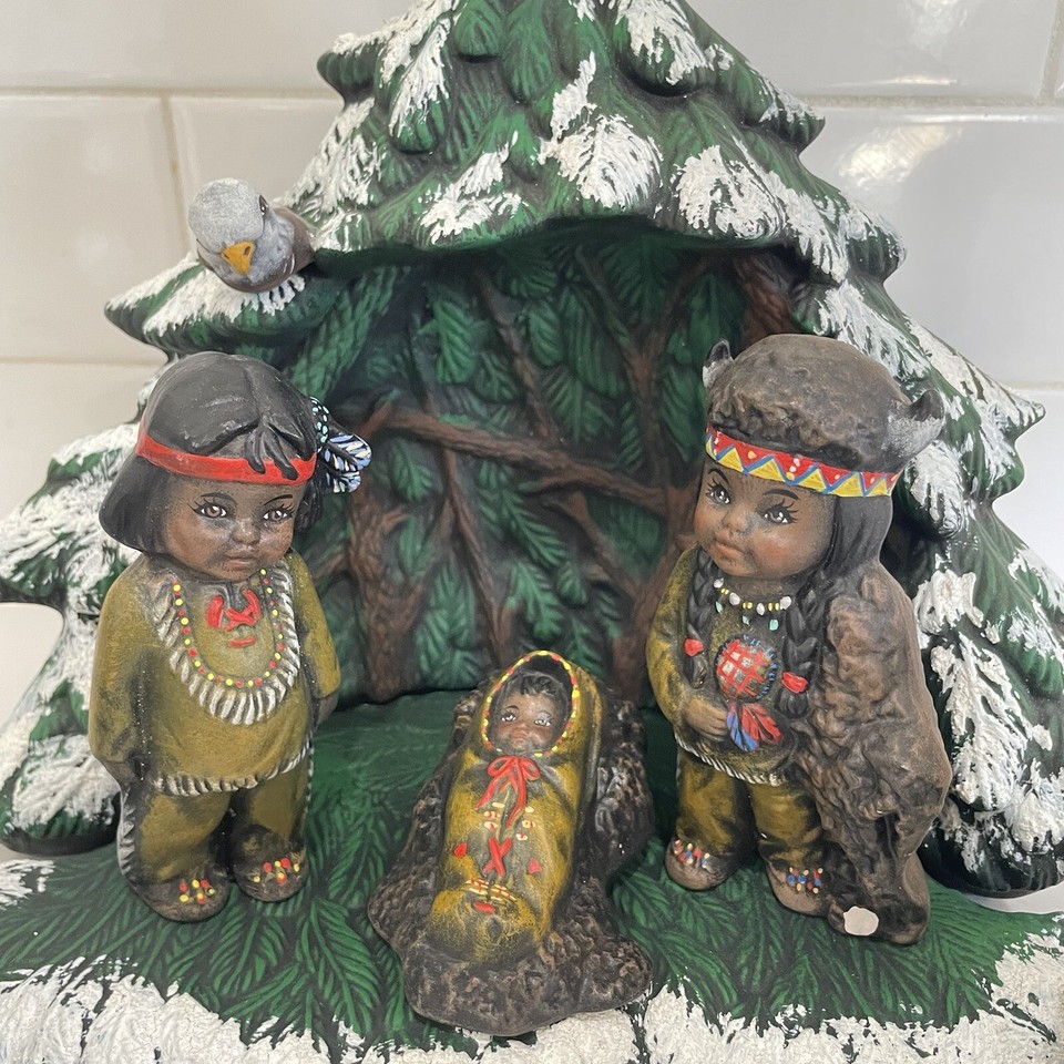 Native American Christmas Nativity Scene Kimple Ceramic Pottery Bisque ...