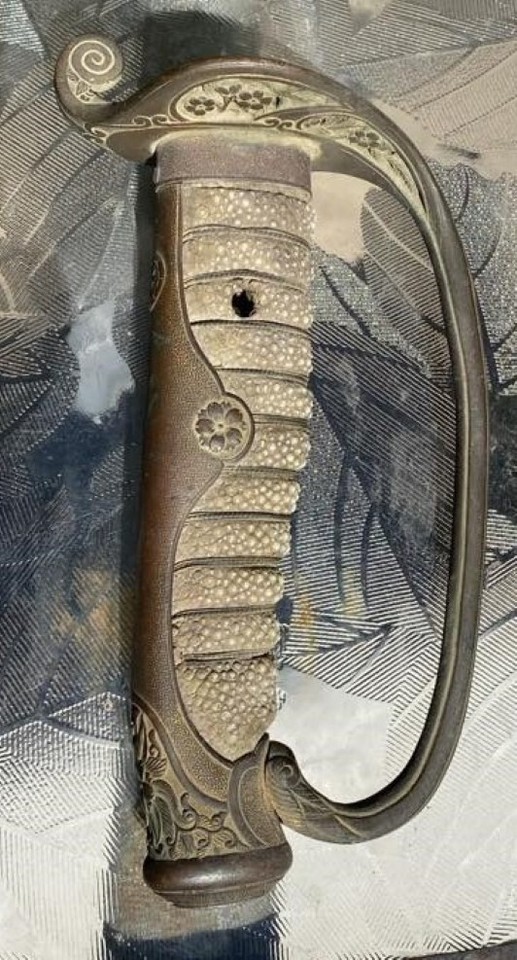 OLD ANTIQUE SWORD JAPANESE NIPPON KYO GUNTO HANDLE ONLY +WOOD SHEATH ...