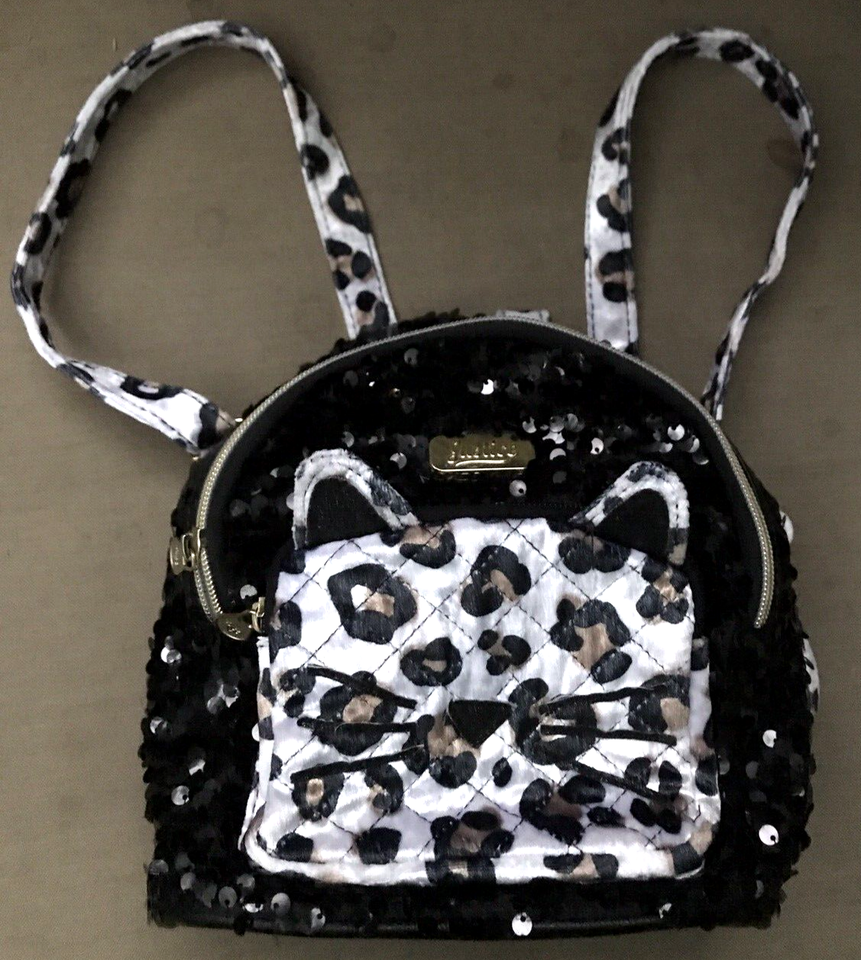 Kitty Cat Face Satchel Backpack Bag Leopard Fur Sequined -- Cute! | eBay