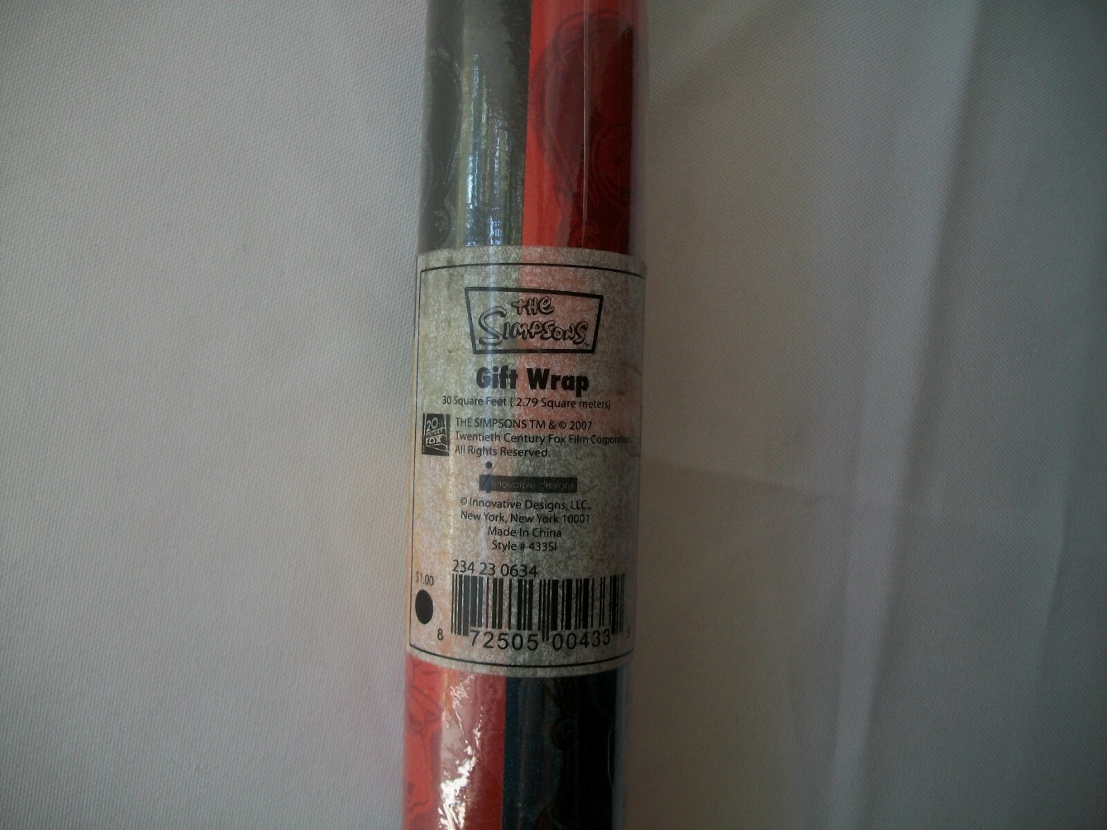 The Simpsons Gift Wrap Wrapping Paper 30 SQ FT Born to Rock Bart ...