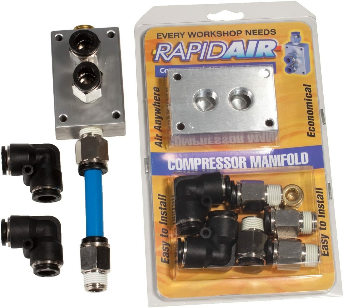 Air Compressor Splitter Rapidair 90200 Compressor Manifold Kit - 1/2 ...