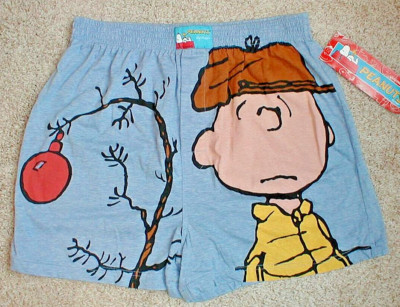 Peanuts 'Merry Christmas Charlie Brown' Boxer Shorts Blue Men's Large ...