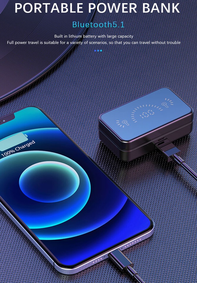 Bluetooth Earbuds Stereo Bass Earphone Dock/Display/Mirror iPhone 17 ...
