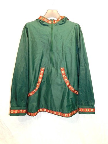 Alaska Native Eskimo Kuspuk 2X Green Half Zip Pullover Hooded Pocket ...