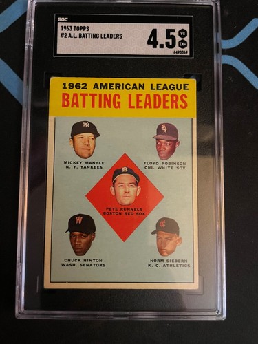 1963 Topps - League Leaders #2 Mickey Mantle, Pete Runnels, Norm ...