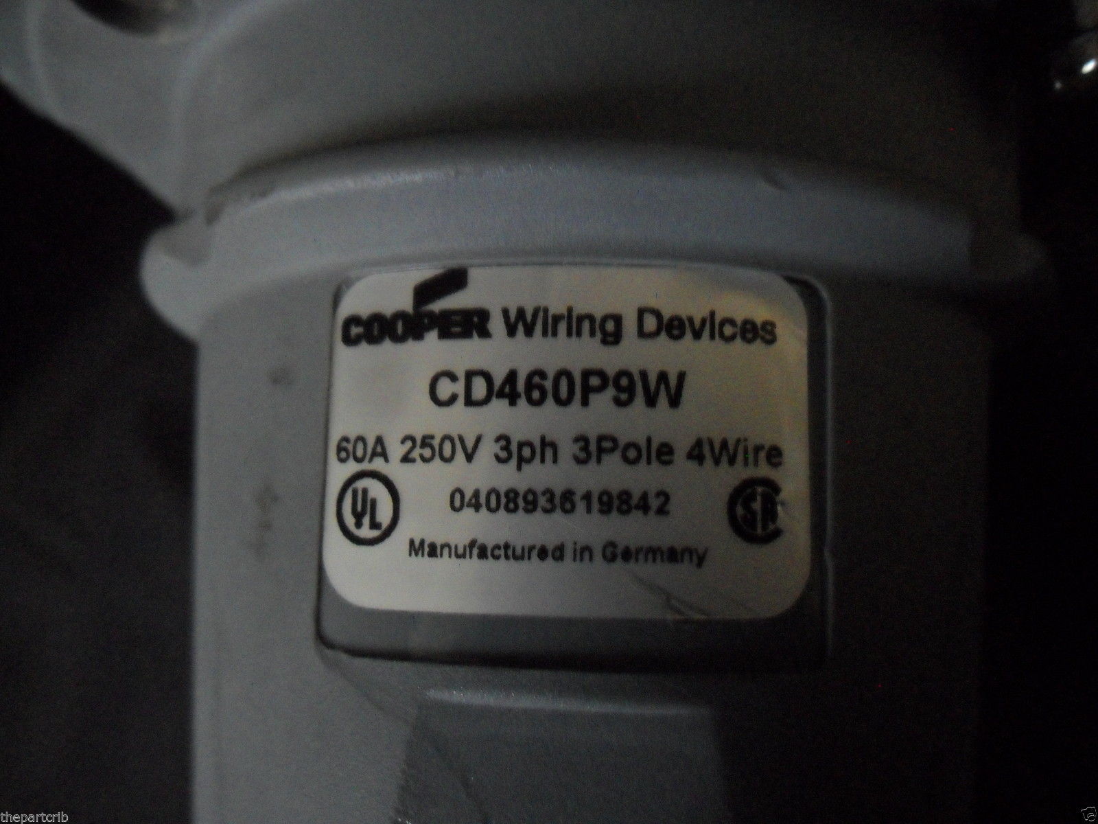 Nice Mennekes CD 460P9W 60 Amp 4 Wire 3 PH 250 VAC Pin & Sleeve Plug ...