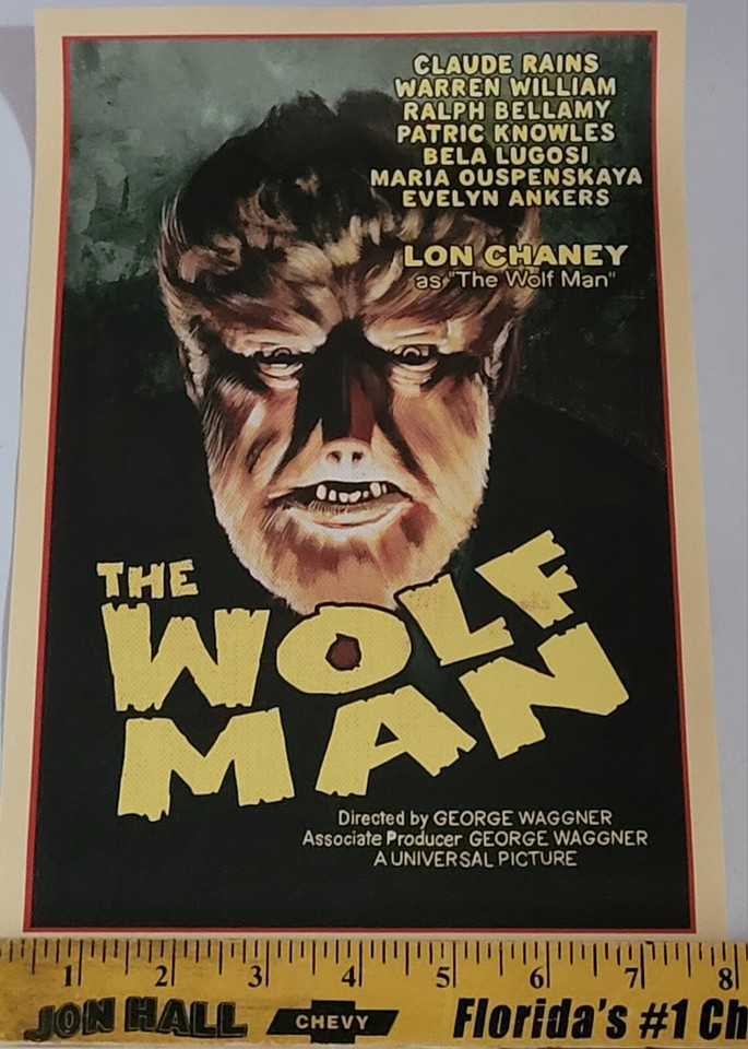 Ultra Rare 12"X8" The Wolf Man 1941 Lon Chaney Canvas Art Print NO ...