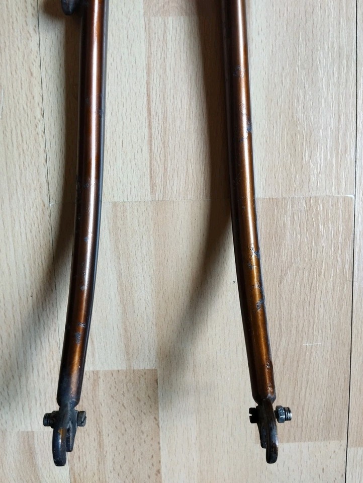 VINTAGE CARLTON STEEL 1" THREADED STEERER 27/700 RETRO ROAD BIKE FORK ...