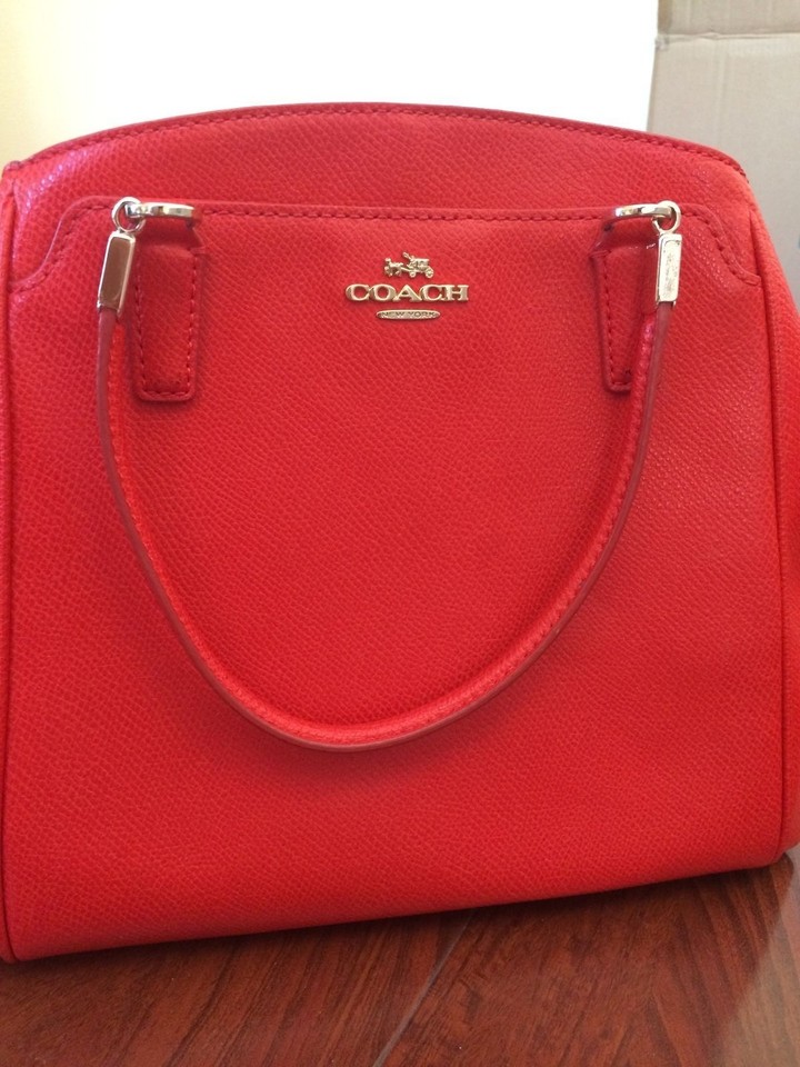 COACH Two Way Genuine Leather tote with Strap (Cardinal Red) | eBay