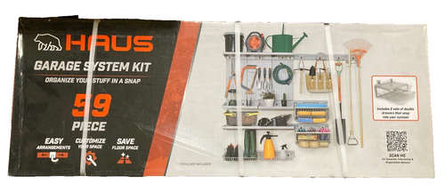 Haus Garage Organization Kit, 59 Piece Quick Release Snap Rail System ...
