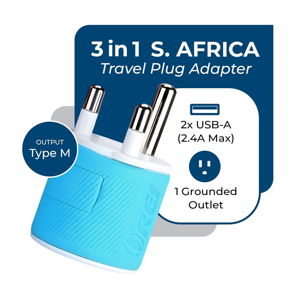 OREI South Africa, Namibia Travel Plug Adapter Dual USB Surge ...