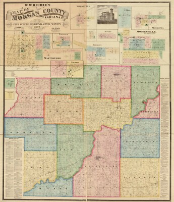 20" x 24" 1875 Map W. W. Richie's map of Morgan County, Indiana | eBay
