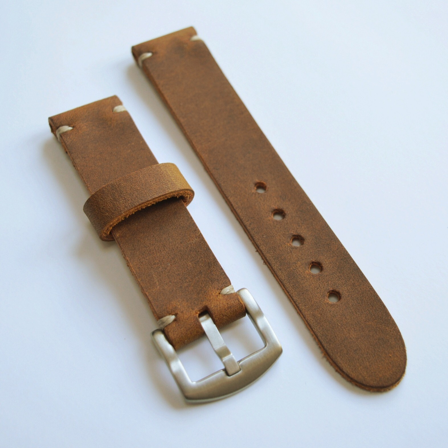 Premium Horween Cognac Brown Full Grain Leather Watch Strap | eBay UK