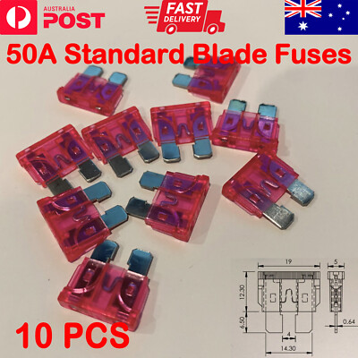 10 Pcs 50A Standard Blade Fuses - Pink Car Truck Auto Fuses 50 Amp Fuse ...