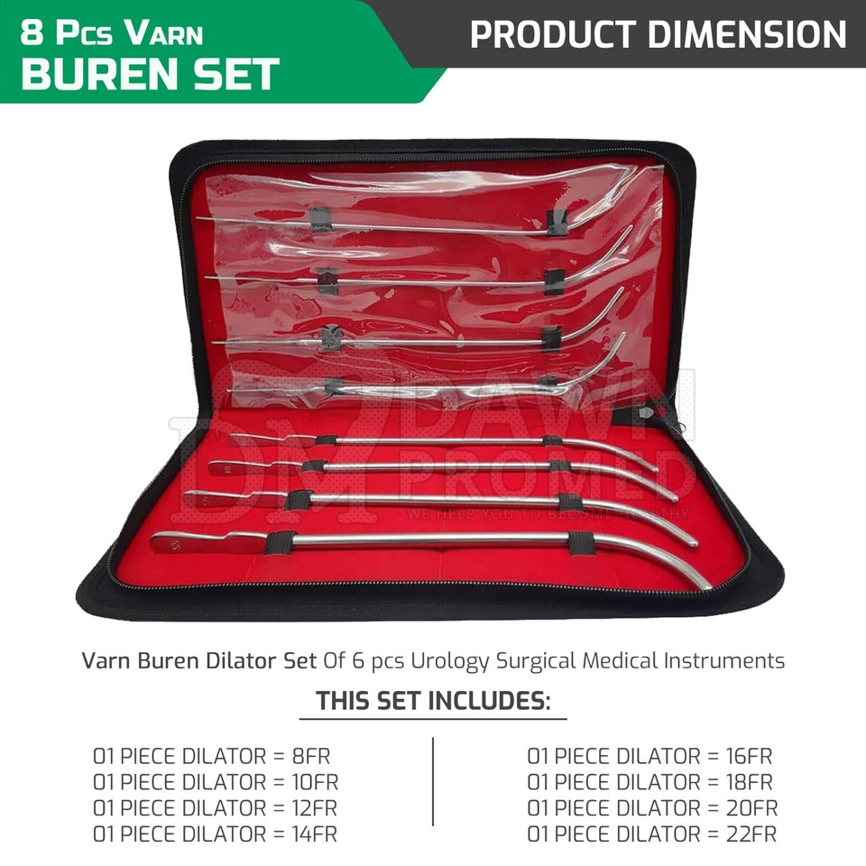 8 Pcs Van Buren Urethral Sounds Dilators Set 11″ 18FR-32FR J-Shaped ...