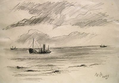Manfred Steinhardt 1893-1952 Berlin / Zeichnung "Camp Mooragh" 1940 ...