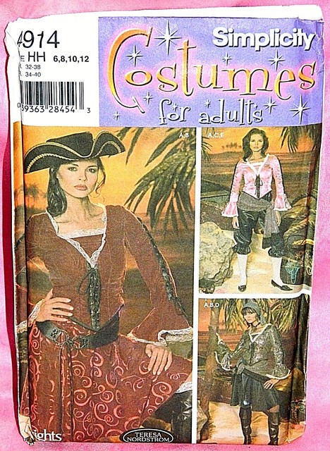 Simplicity 4914 Pattern Pirate Peasant Renaissance Costume Ladies 6-12 ...