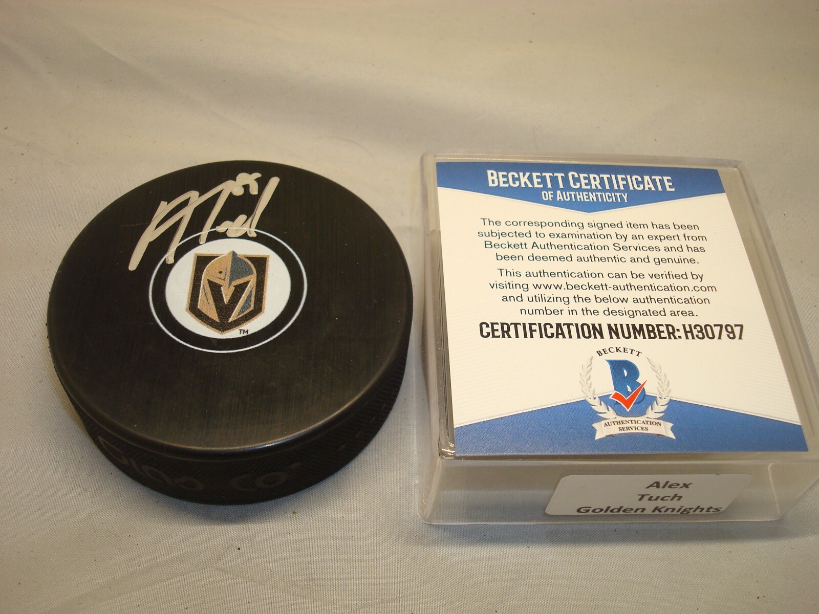 Alex Tuch Signed Vegas Golden Knights Hockey Puck Autographed Beckett ...