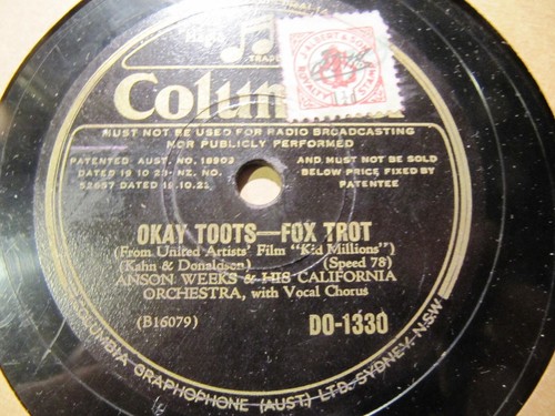 1934 ANSON WEEKS CALIFORNIA MOVIE Kid Millions WHEN MY SHIP/ OKAY TOOTS COLUMBIA | eBay