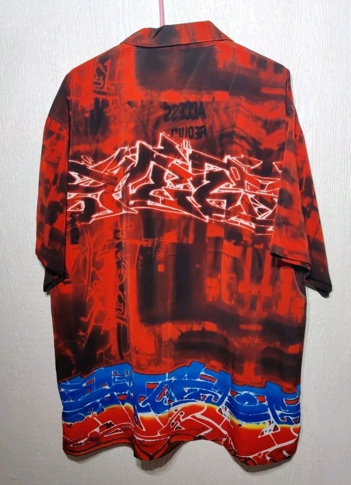 Urge Impulse Mens Button Front Shirt Multicolor Abstract Short Sleeve ...