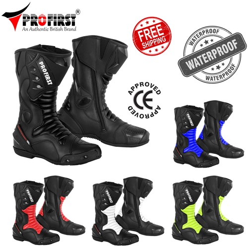 Motorcycle Boot CE Armoured Protective Long Shoes Waterproof Leather UK ...