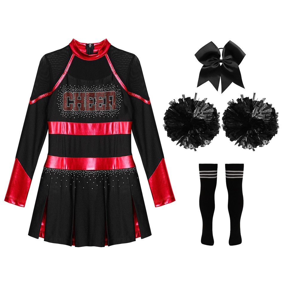 Girls Cheer Leader Costume Fancy Dress Kids Halloween Cheerleading ...