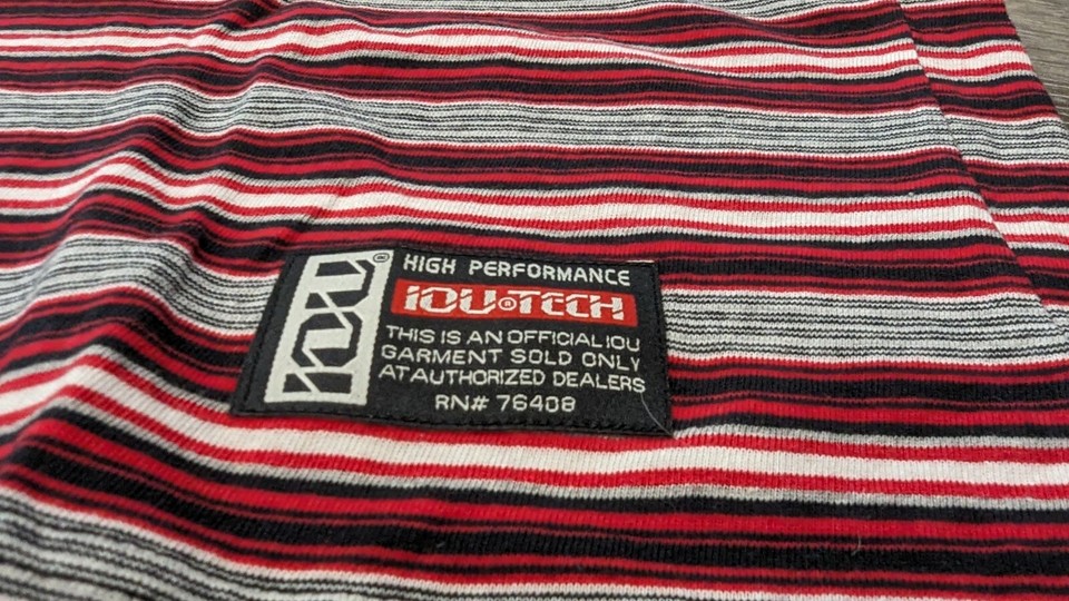 Vintage IOU Tech Black Red Gray Striped Logo I.O.U. 90s New With Tags ...
